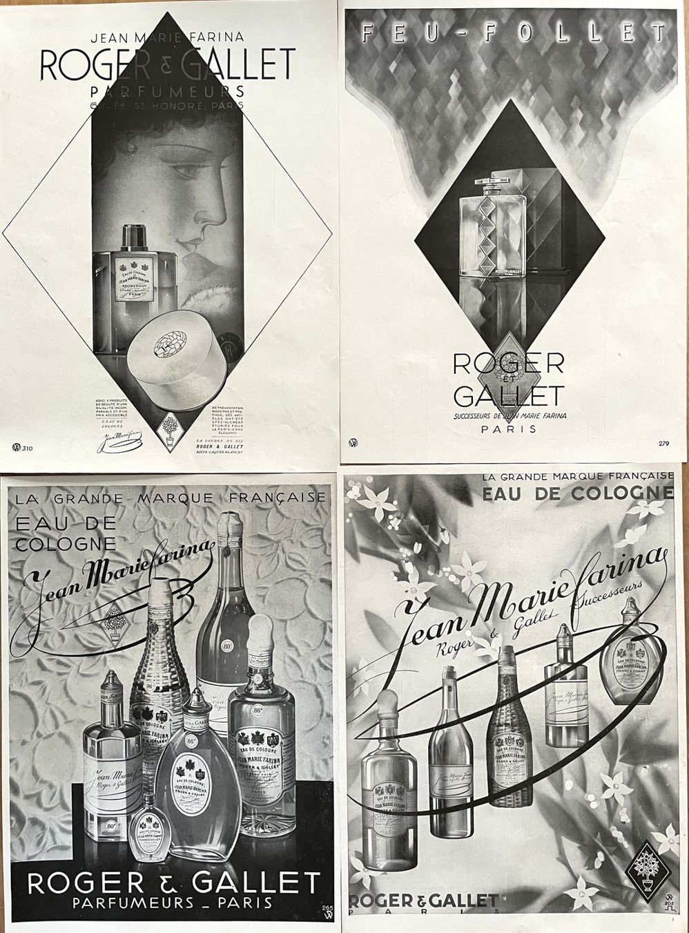 Roger & Gallet Parfum - 4 alte Werbungen /Publicités 1930/33 (Gebraucht ...