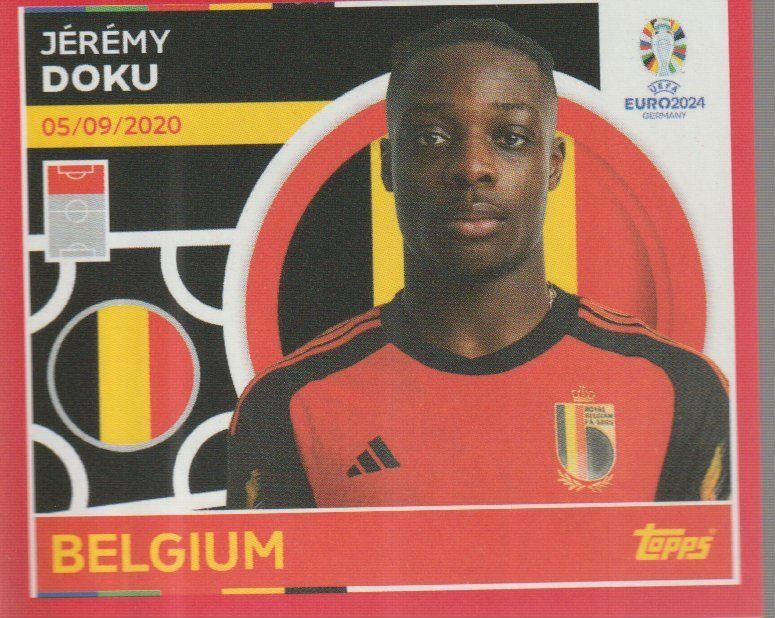 EURO 2024 Topps sticker BELGIUM BEL 18 DOKU (Neu (gemäss Beschreibung ...