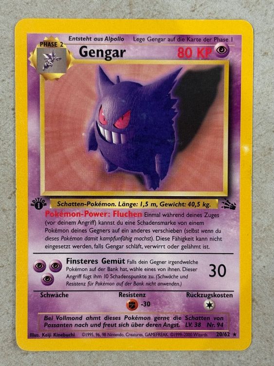 Gengar 20/62 1st Edition - Fossil - Non Holo - NM - DE (D'occasion) à ...