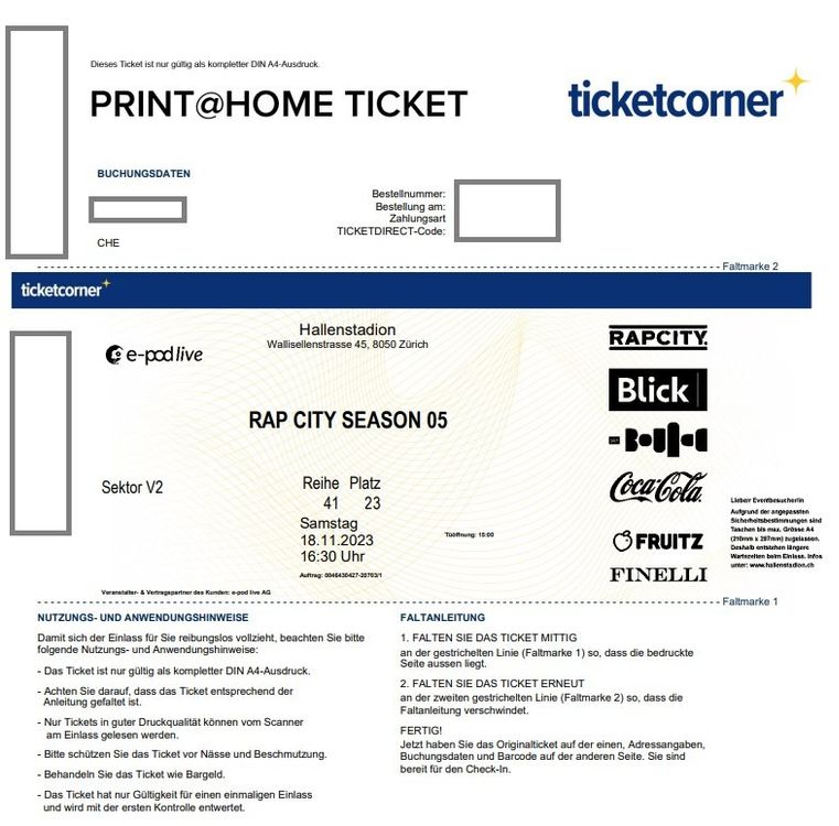 2 x Ticket Rap City Season 05 Sektor V2 | Kaufen auf Ricardo