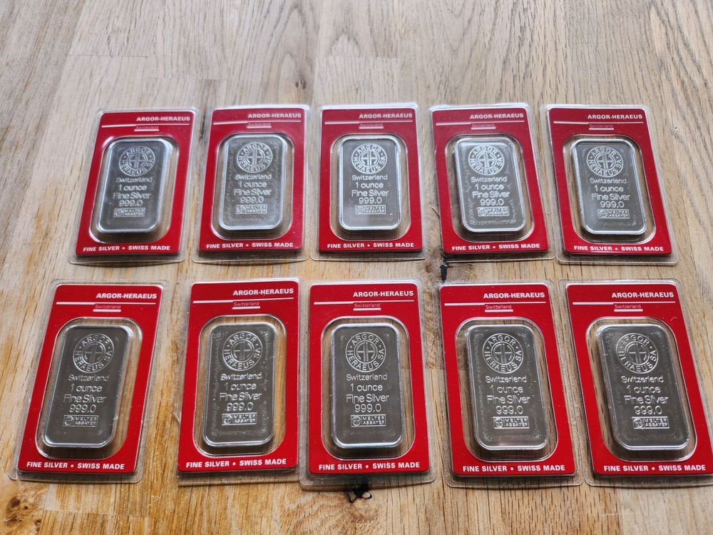 10 x 1 OZ Silberbarren Argor .999 Silver (Gebraucht) in Matzingen für CHF 305 – mit Lieferung ...