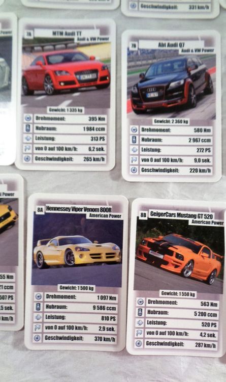 Auto Quartett - Tuning Boliden / 32 Karten ab Fr. 4.- | Kaufen auf Ricardo
