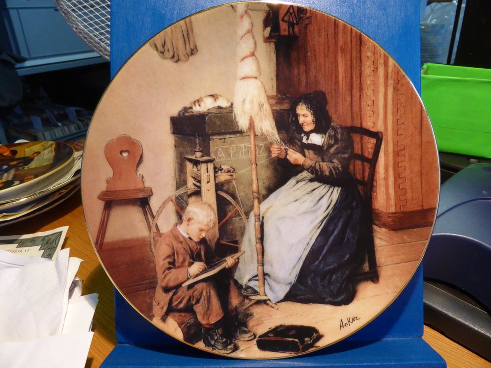 Albert Anker Teller Grossmutter am Spinnrad mit Enkel / 1159 (Gebraucht ...