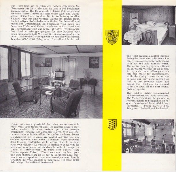 Werbeprospekt v.1958 Restaurant "Walliser Kanne " Leukerbad (Gebraucht ...