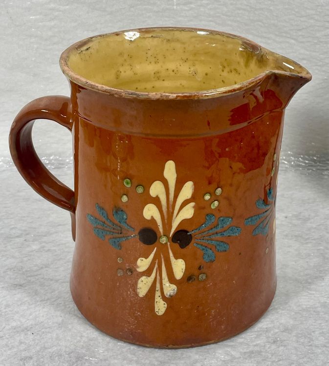 Vintage Grosse Keramik Krug mit Blumen Motiv | Kaufen auf Ricardo