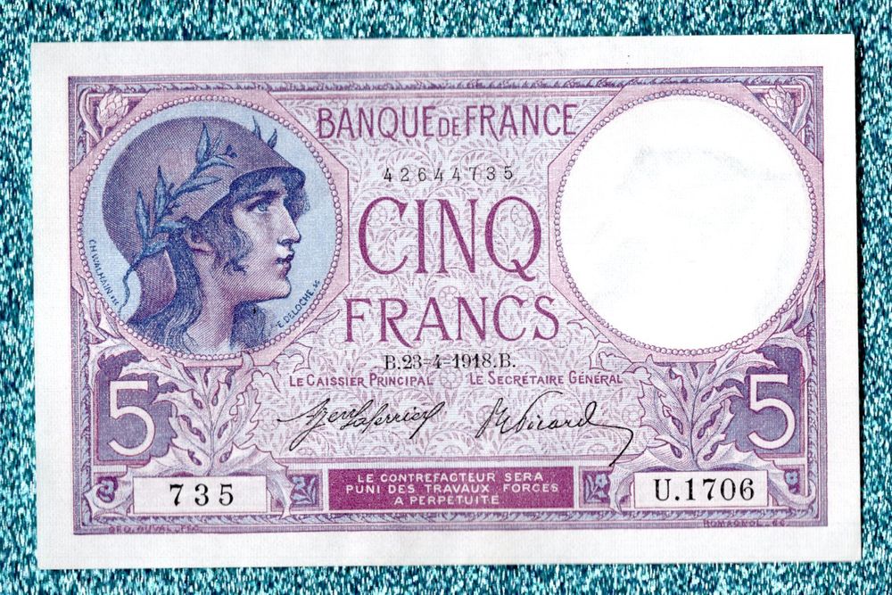 France 5 francs 1918 selten date very nice grading AU | Kaufen auf Ricardo