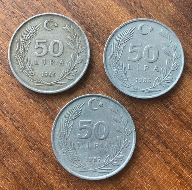 Münze Türkei 3 x 50 Lira 1985 & 1986 & 1987 (Gebraucht) in Opfikon für ...