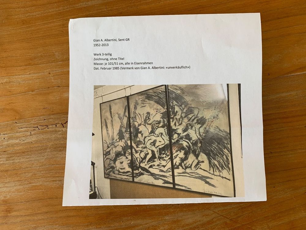 Original CH Zeichnung Gian A. Albertini 1985 Triptychon (Gebraucht) in Meilen für CHF 1100 – mit ...