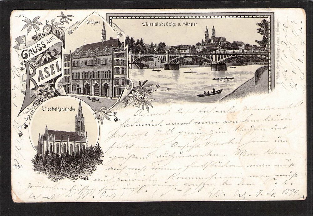 Lithografie Gruss aus Basel , gel. 1899 | Kaufen auf Ricardo