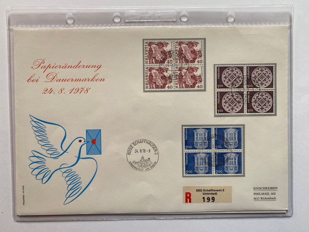 FDC Grossbrief Papieränderung bei Dauermarken 1978 (Ortsn.) (Neu (gemäss Beschreibung)) in ...