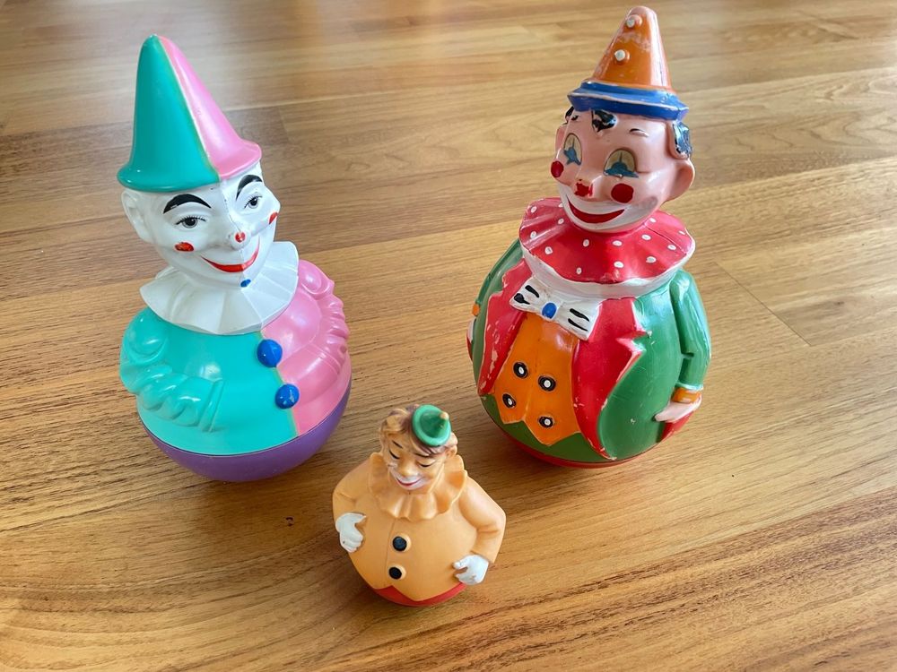 3x Stehauf-Clown Stehauf-Männchen Wackel-Figur 60er/70er Rar (Gebraucht ...