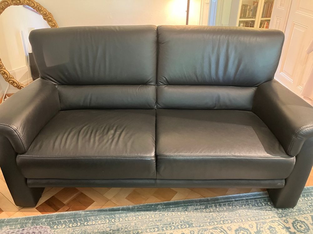 Sofa, Leder, schwarz | Kaufen auf Ricardo