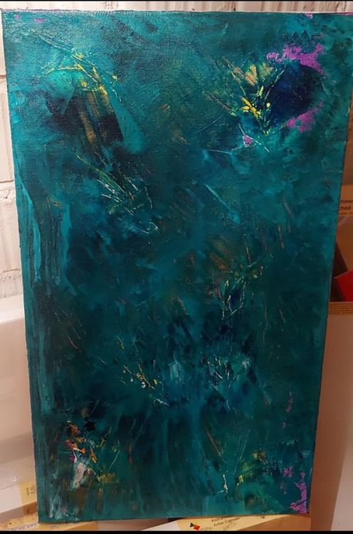 Gemälde Abstrakt" Ocean mit Inseln" von mir Gemalt 32×56 | Kaufen auf Ricardo