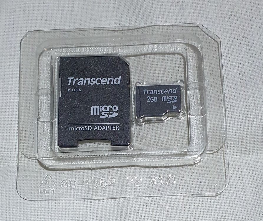 1 Stück Transcend Card mit SD-Adapter microSD, 2 GB (Neu und ...