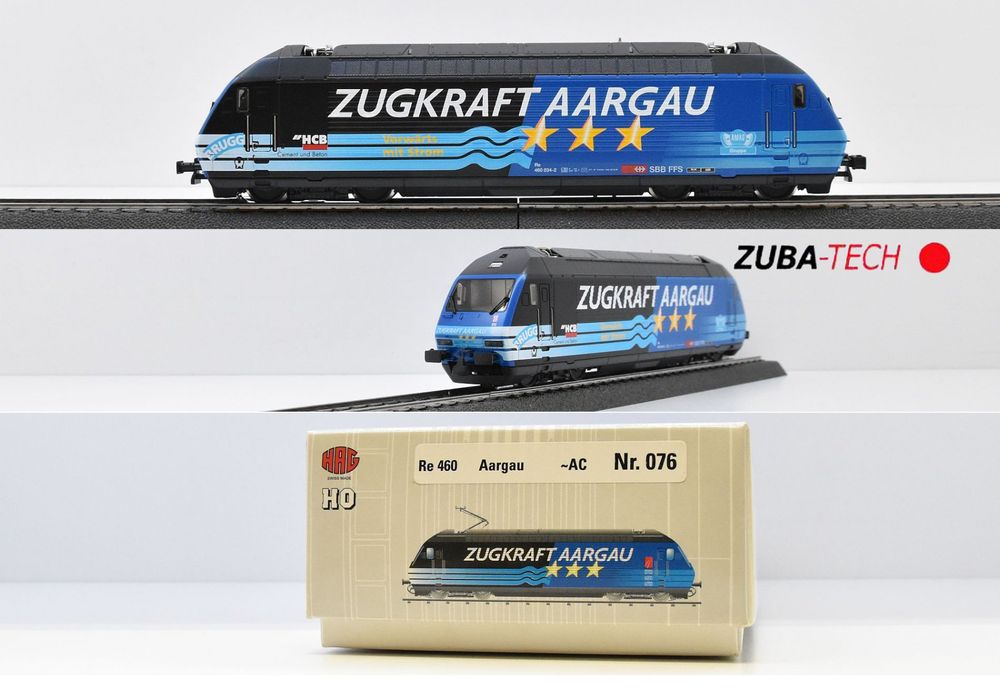 HAG 076 E-Lok Re 460 Zugkraft Aargau SBB H0 WS Analog OVP (Neu (gemäss Beschreibung)) in St ...