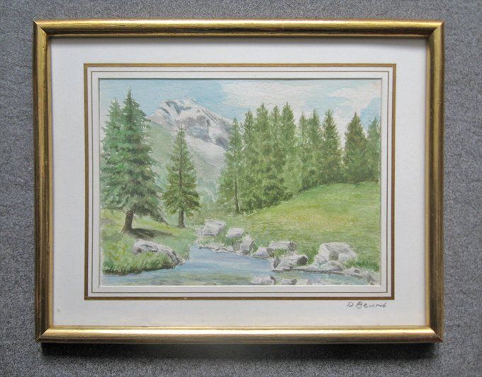 Aquarell von Pierre Beuret 1935 gemalt -- gerahmt 19 x 24 cm | Kaufen auf Ricardo
