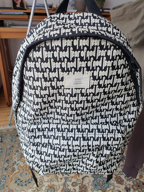 FEAR OF GOD, FOG Essentials Printed Backpack Black/White (Neu (gemäss ...