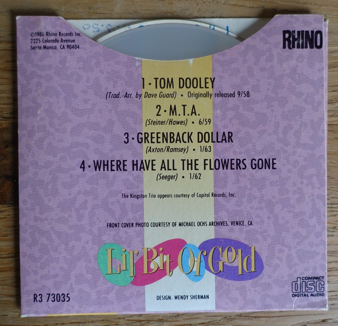 Kingston Trio – Lil' Bit Of Gold (3 Inch CD-Single) - D4 (Gebraucht) in ...
