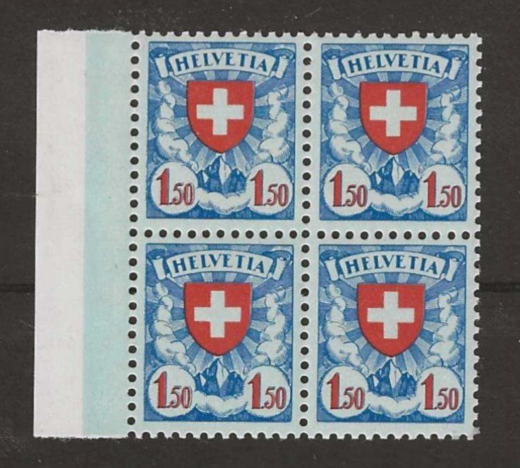 1934 : Wappenmuster Nr. 165z im Viererblock ** : KP 360.-- (Neu (gemäss Beschreibung)) in ...