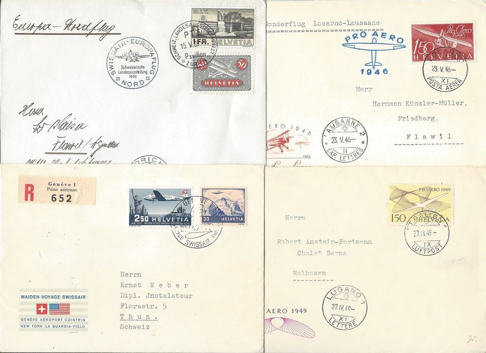 4 CH Flugpost Briefe 1939 - 1949 (Gebraucht) in Gümligen für CHF 20 – mit Lieferung auf Ricardo ...
