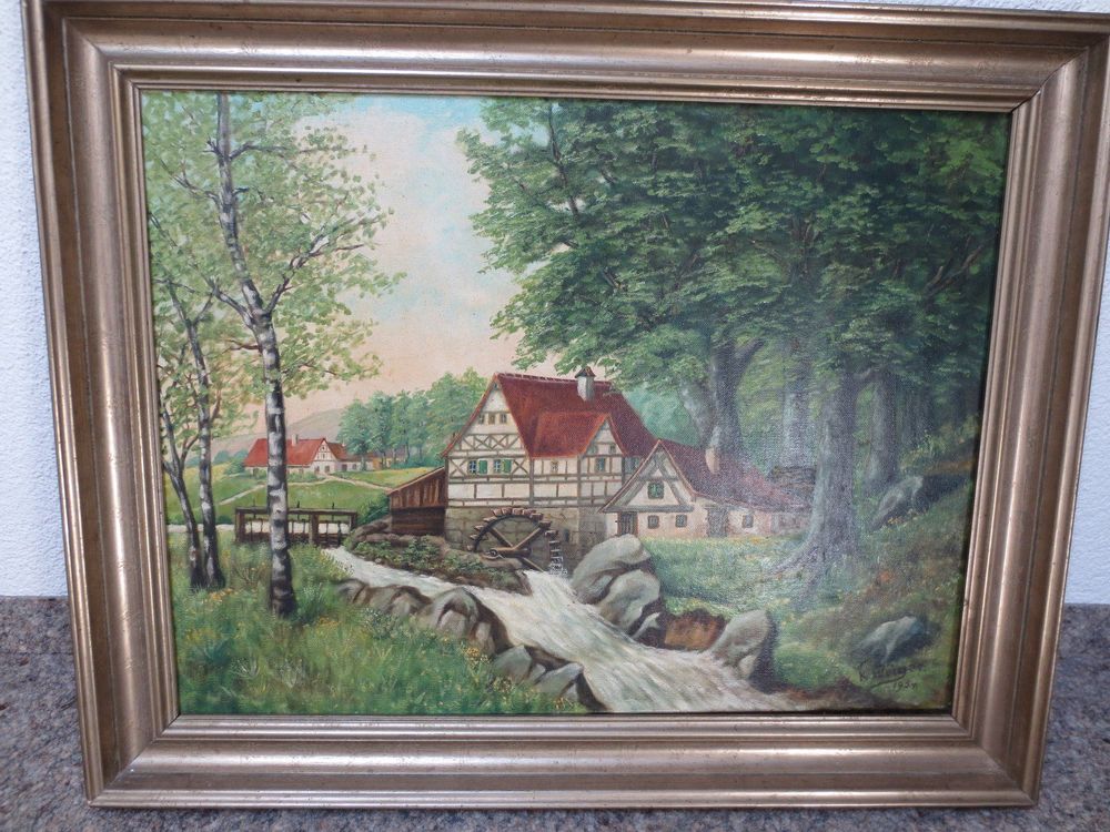 Mühle am Bach > Öl auf Leinwand | Kaufen auf Ricardo