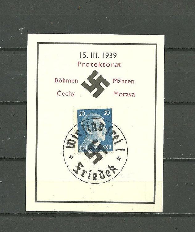 DR Hitler Protektorat 1939 (Gebraucht) in Altstätten SG für CHF 12 – mit Lieferung auf Ricardo ...