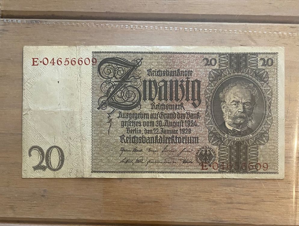 Reichsbanknote 20 Reichsmark 1924 Berlin (Gebraucht) in Pfäffikon ZH ...