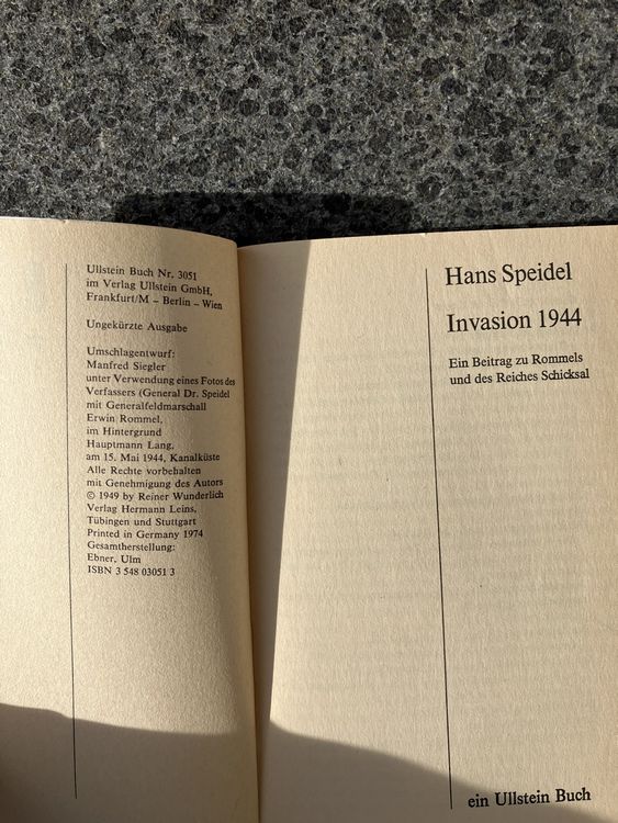 Invasion 1944 H.Speidel Weltkrieg Wehrmacht Rommel Marschal (D'occasion ...