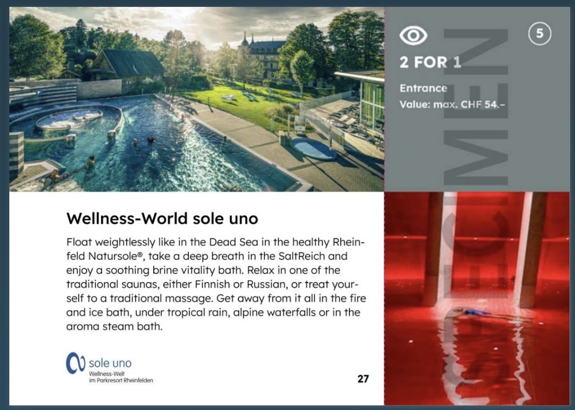 2 for 1 Sole Uno wellness pass Gutschein (Neu und originalverpackt) in Zürich für CHF 5 – mit ...