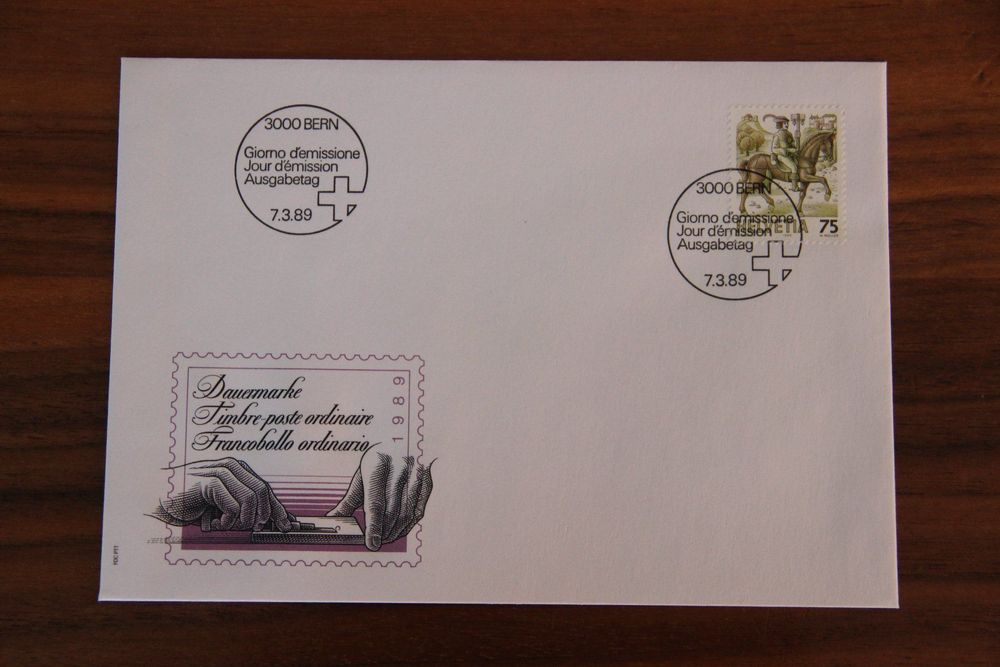 Schweiz 1989 - Dauermarke Reiterbote (FDC) (Neu (gemäss Beschreibung)) in Jona für CHF 0.5 – mit ...