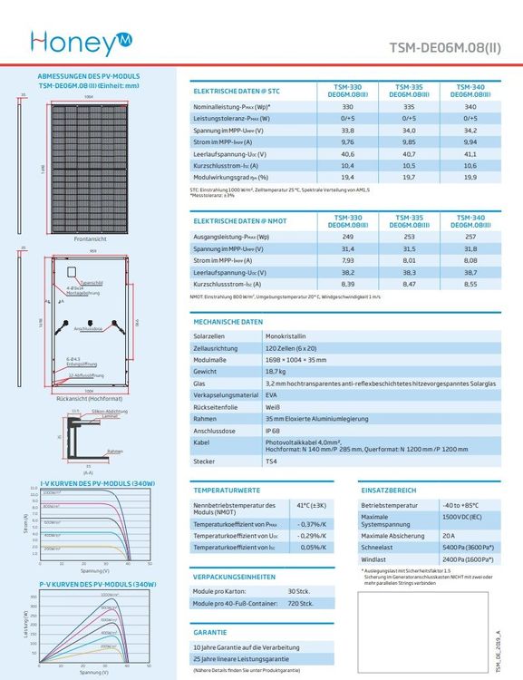 Trina Solar Honey M TSM-340-DE06M.08 (II), 340Wp solar panel (Neu und ...