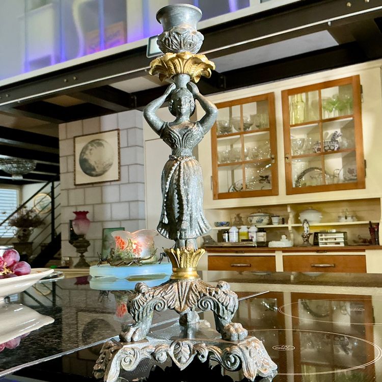 JUGENDSTIL KERZENLEUCHTER ZINNGUSS BRONZE FRANCE UM 1900 | Kaufen auf Ricardo