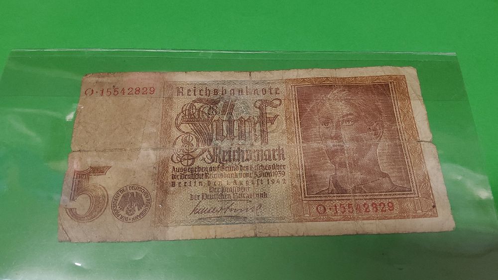Historische 5 Reichsmark Note, Jahrgang 1942 (Gebraucht) in Herisau für ...