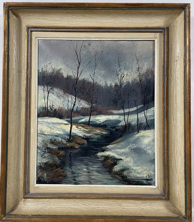 Max Clément (1912-1995) Gemälde - Winterlandschaft mit Fluss (Gebraucht ...
