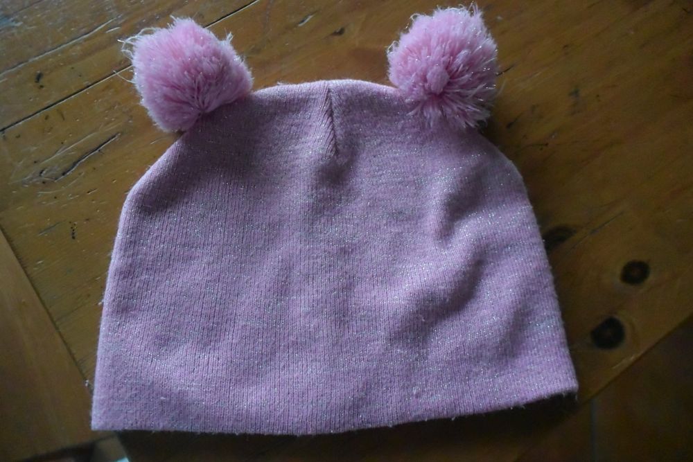 Mütze Rosarot glitzernd mit zwei Bommel, Mädchen Gr ca. 54 (Gebraucht ...