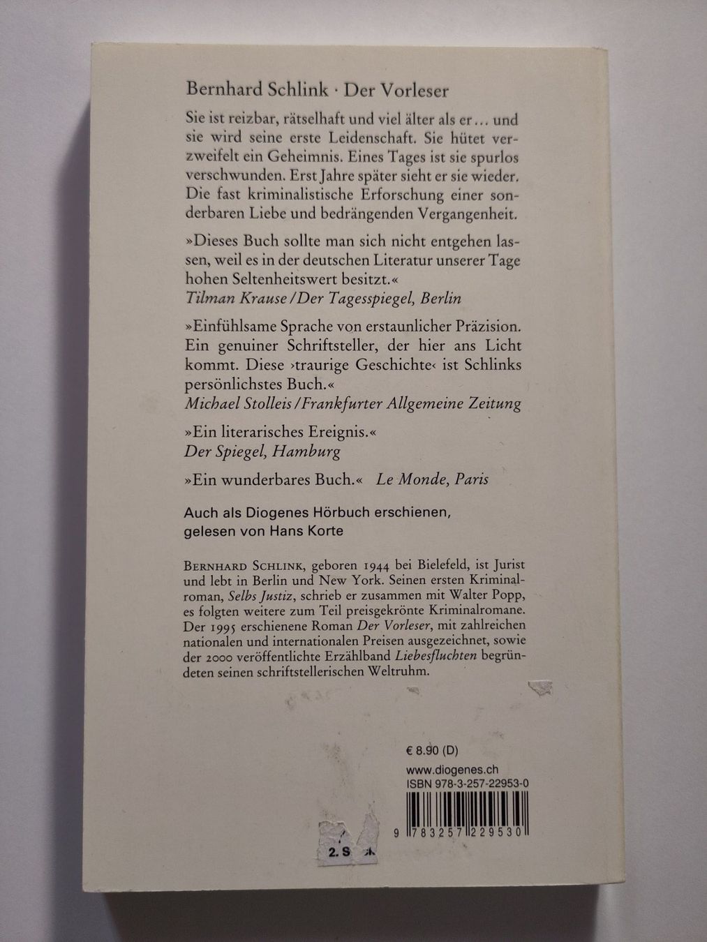 Der Vorleser - Bernhard Schlink (Gebraucht) in Bülach für CHF 1.2 – mit ...