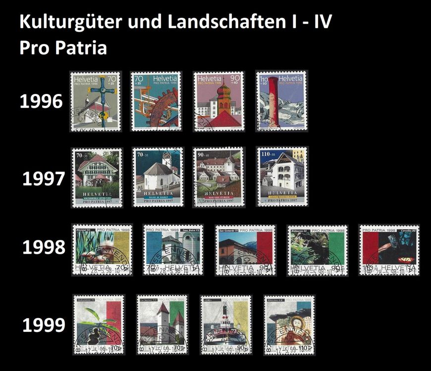 Kulturgüter/Landschaften 1996-99 Pro Patria Serie gestempelt | Kaufen auf Ricardo