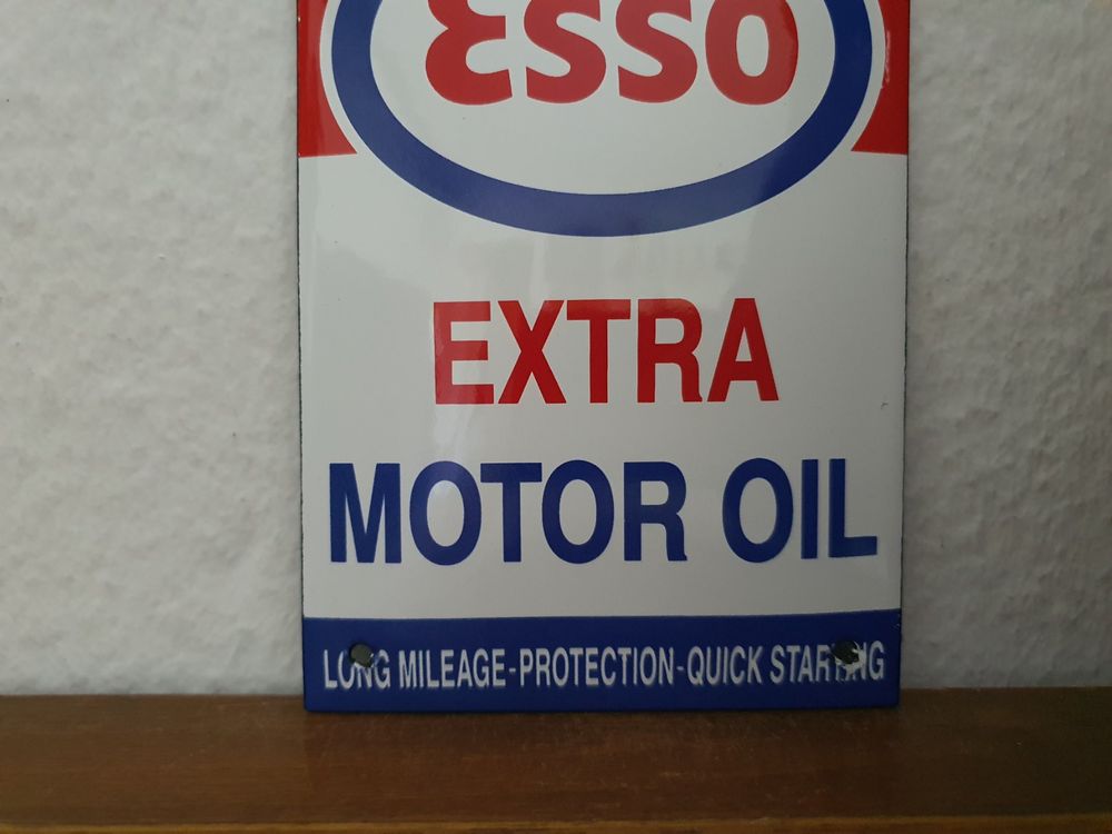 Emailschild ESSO Motor Oil Logo Emaille Schild Reklame Retro (Neu ...