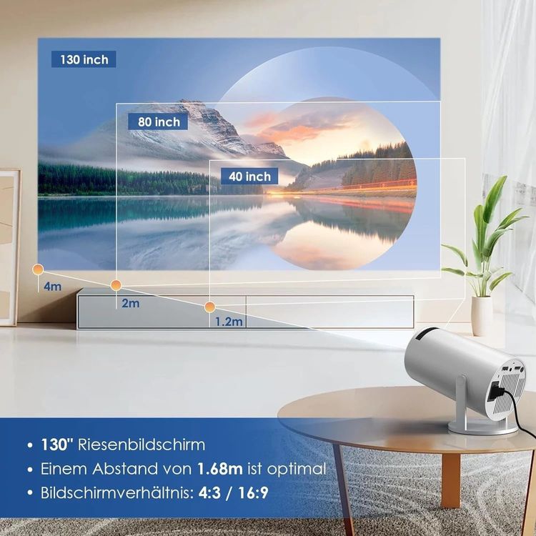 Smart Beamer 4K Full HD 180° Dreh Projector Videoprojektor (Neu (gemäss ...