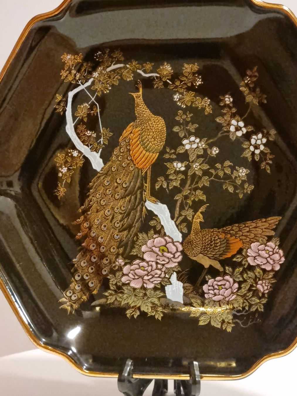 Japanische deko Porzellanplatte – Yamaji Japan – Pfauenmotiv (Gebraucht ...