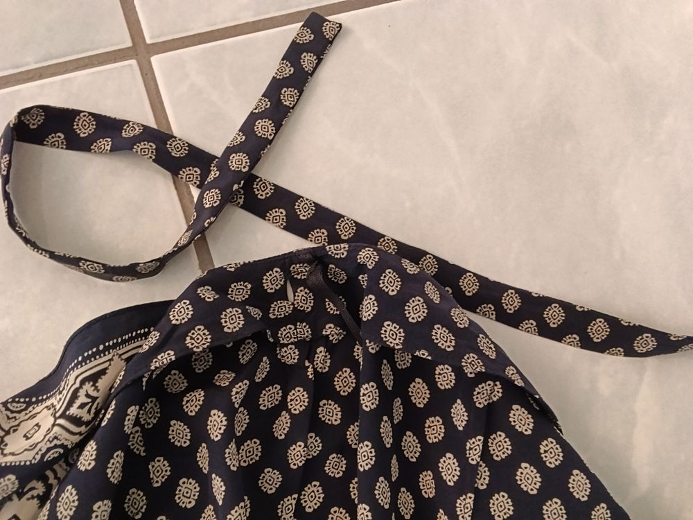 Jupe Max Mara, 40, cache coeur, soie, navy, écru, très bon é (D ...