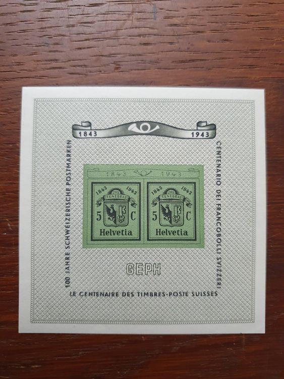 Schweiz Genfer Block W18 ** 1943 Kat. 90.- (Neu (gemäss Beschreibung)) in Aesch LU für CHF 4.5 ...