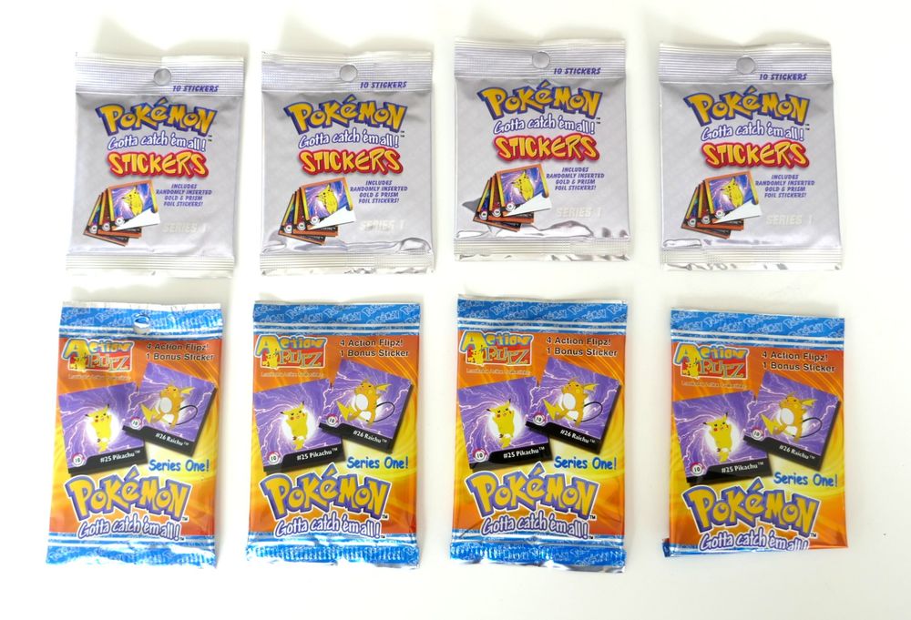 Pokémon 4 x Sickers packs + 4 Action Flipz packs | Kaufen auf Ricardo