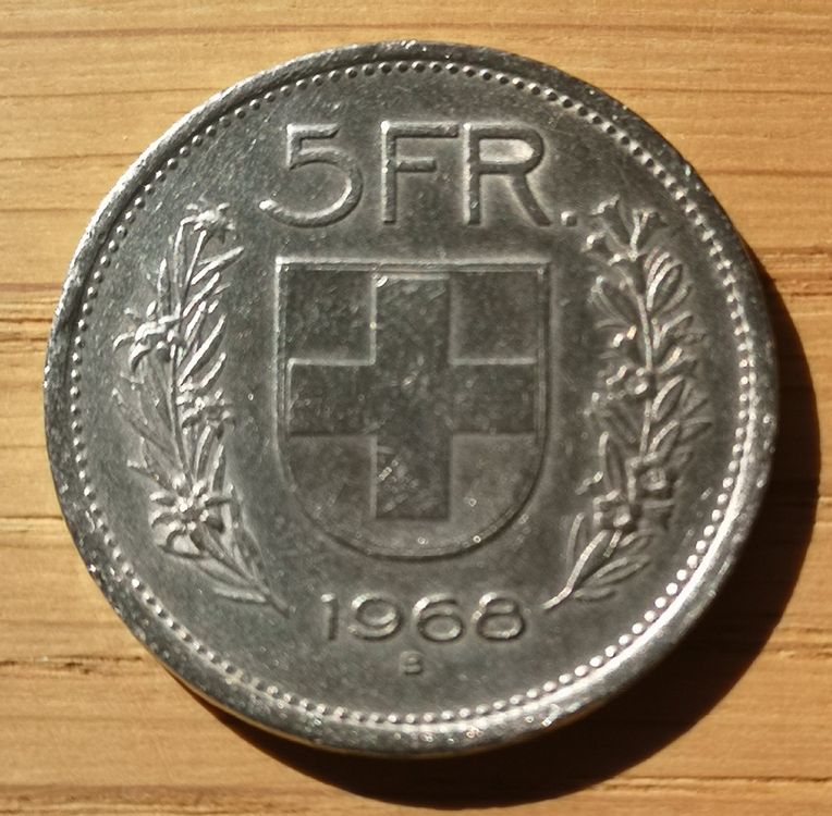 5.- Franken 1968 Fehlprägung Abart fairer Versand (Gebraucht) in Zürich ...