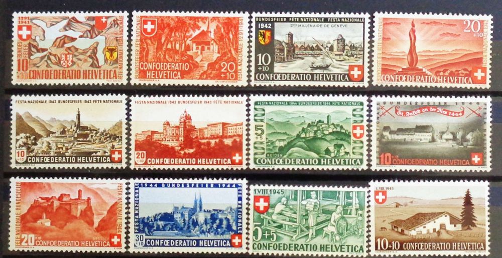 PRO PATRIA: Postfrische Marken ** aus 1941–1949, 2 Fotos (Neu (gemäss ...