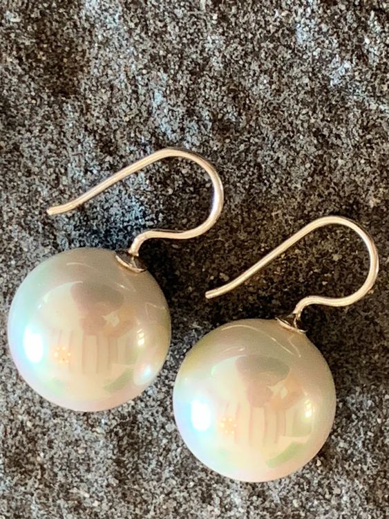 grosse weisse Perlen Ohrhänger | Kaufen auf Ricardo