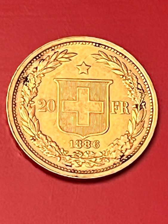 Goldvreneli 20 Fr Helvetia (Jahrgang 1886) Seltenes Vreneli (Gebraucht ...