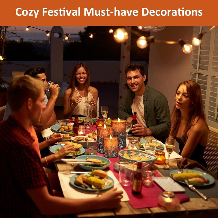 Flammenlose 3 LED Kerzen Pine Bark Cover Batteriebetriebene (Neu ...