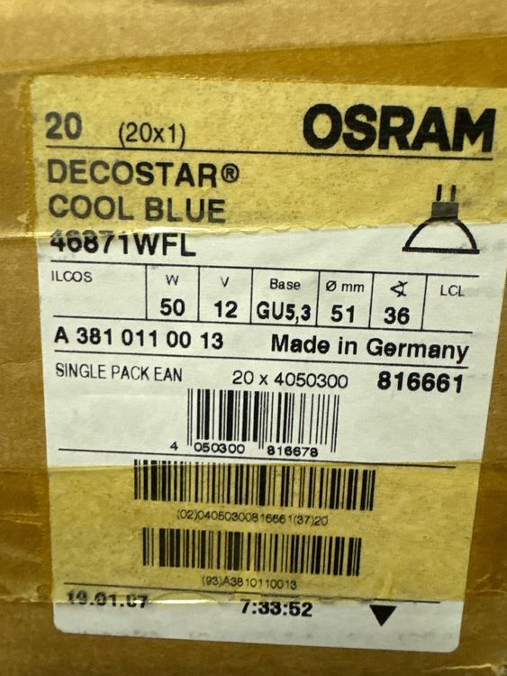 46871 WFL DECOSTAR 51 COOL BLUE 50W 12V Gu5.3 36' NV-Reflekt | Kaufen ...