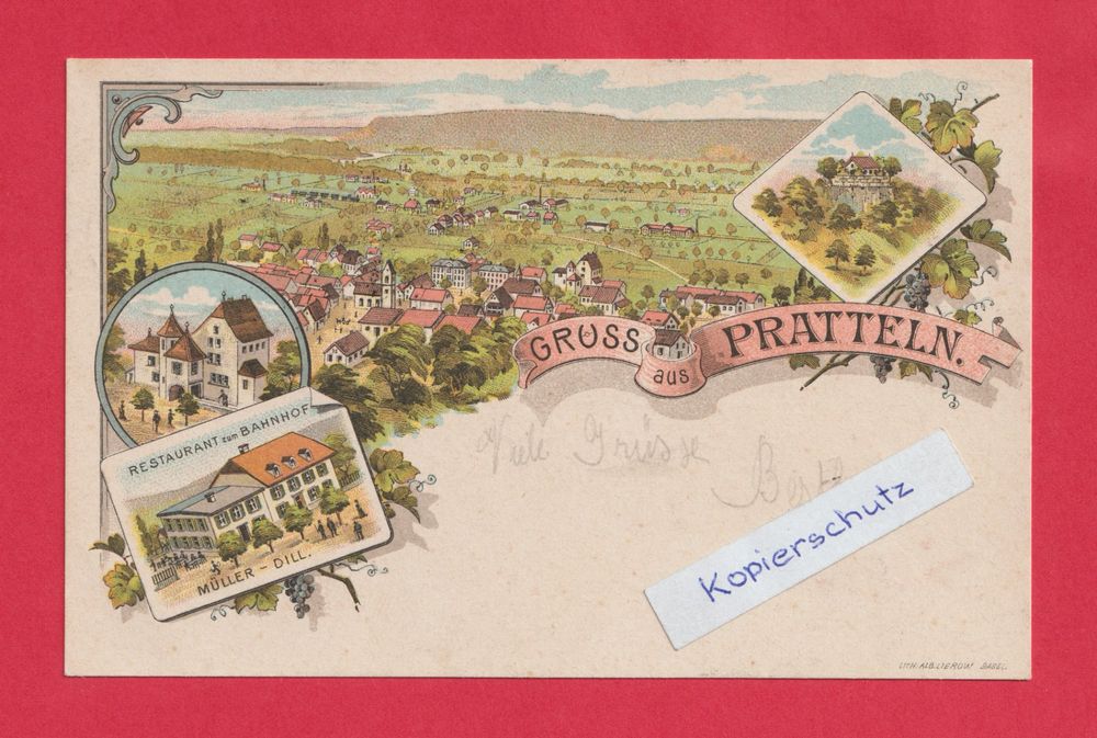 Pratteln (BL) Bezirk Liestal "Brattele" 4-Bild Farb-Litho (Gebraucht ...